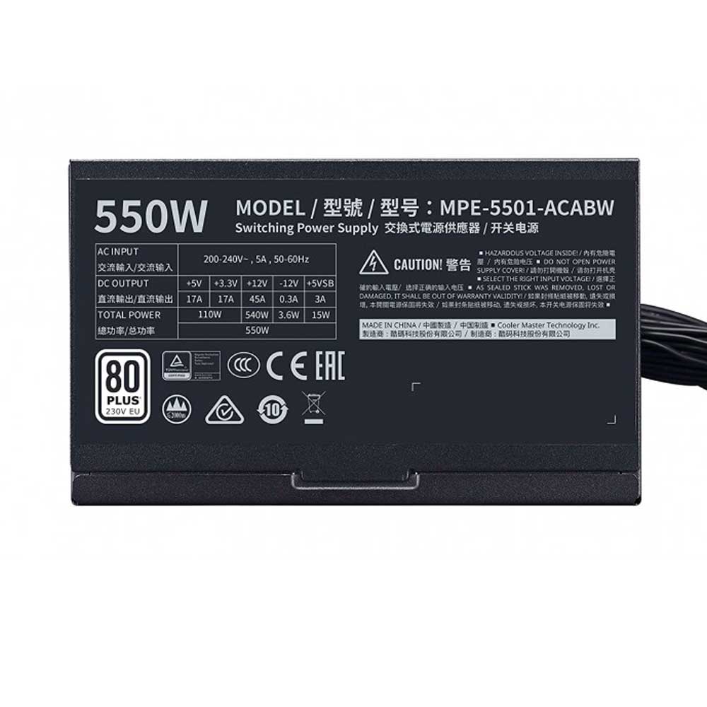 Cooler Master MWE 550W 80+ White 230V A/UK Cable SMPS - The Compustar